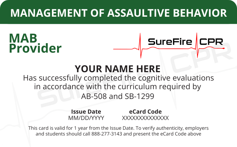 Management of Assaultive Behavior (MAB) Certification – SureFire CPR
